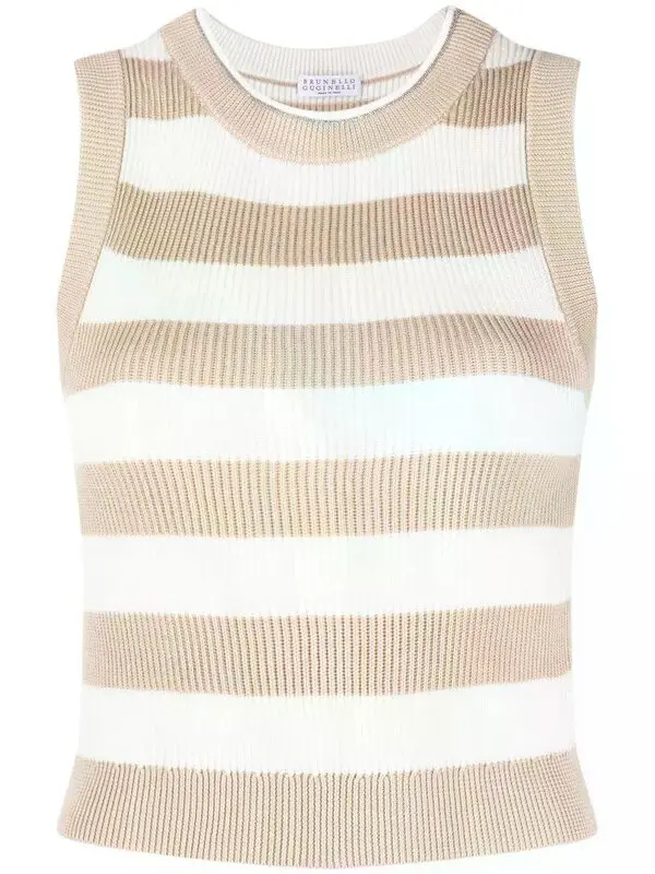 Brunello Cucinelli Striped Knitted Vest - Neutrals