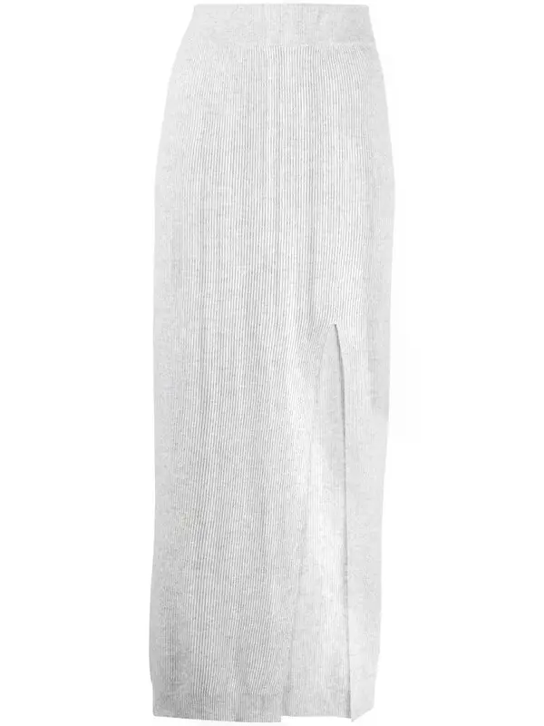 Brunello Cucinelli Ribbed-knit Side-slit Skirt