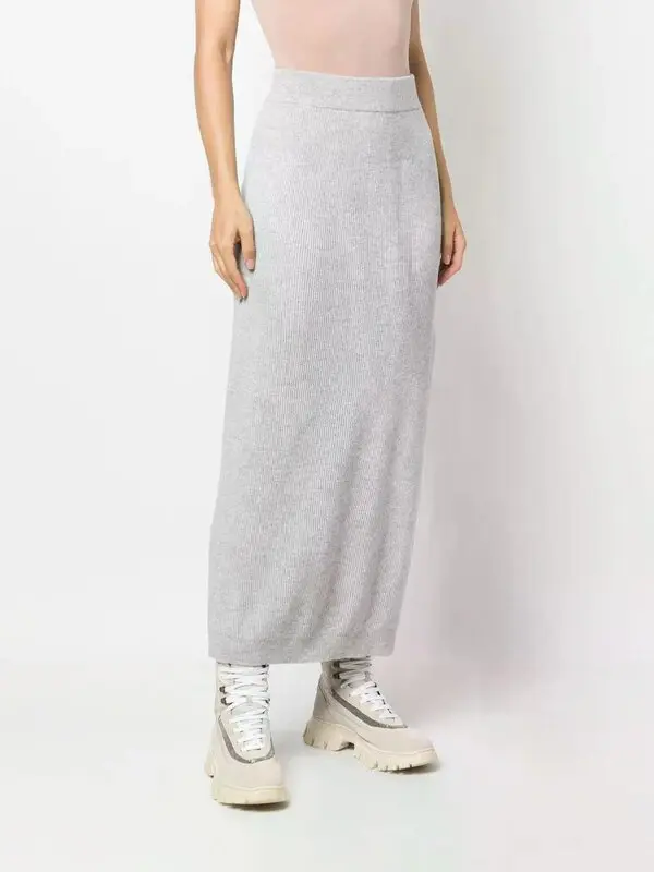 Brunello Cucinelli Ribbed-knit Side-slit Skirt
