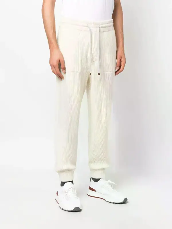 Brunello Cucinelli Cashmere Ribbed-knit Track Pants