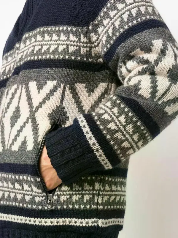 Brunello Cucinelli Argyle-check Zipped Cashmere Cardigan