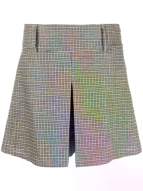 Brunello Cucinelli Houndstooth Linen-blend Skort