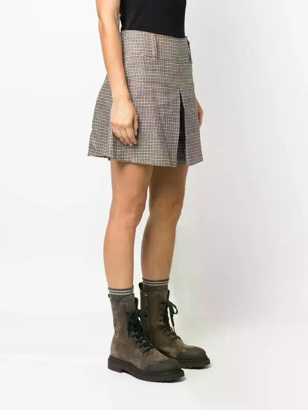 Brunello Cucinelli Houndstooth Linen-blend Skort
