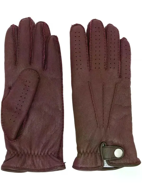 Brunello Cucinelli Perforated Leather Gloves - Red