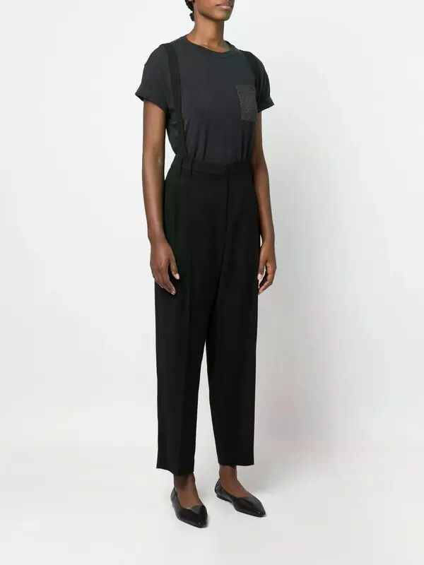 Brunello Cucinelli Cropped Brace-detail Trousers