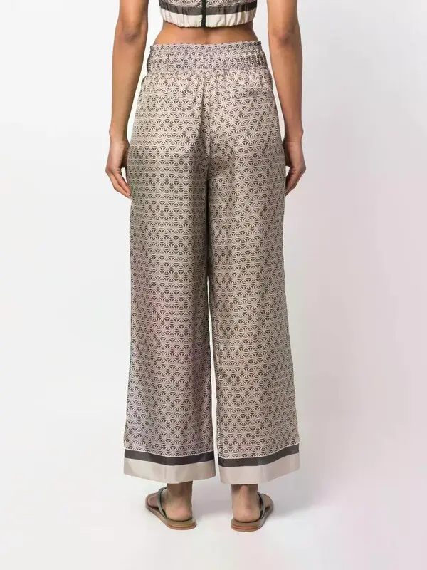 Brunello Cucinelli Printed Cropped Wide-leg Trousers