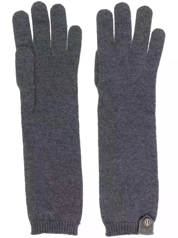 Brunello Cucinelli Cashmere-knit Elbow Length Gloves - Grey