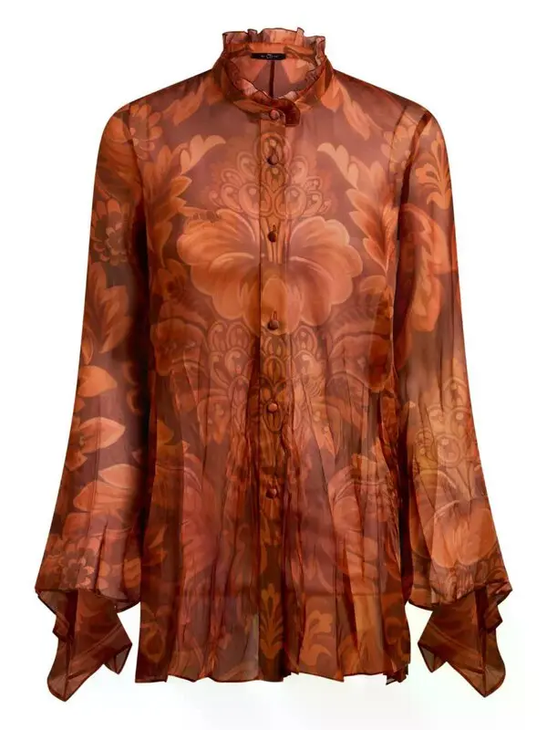 Etro Floral-print Pleated Shirt