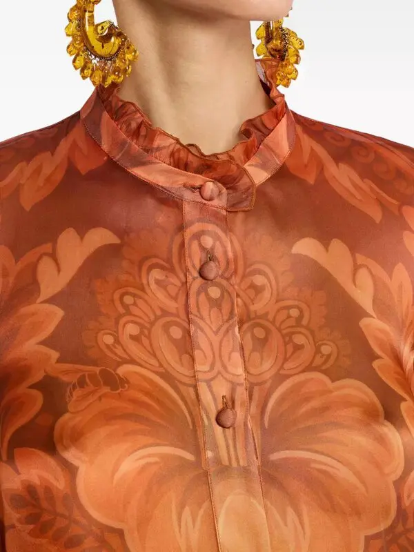 Etro Floral-print Pleated Shirt