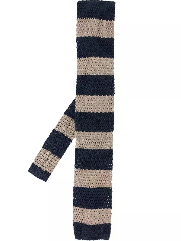 Brunello Cucinelli Striped Knitted Tie - Blue