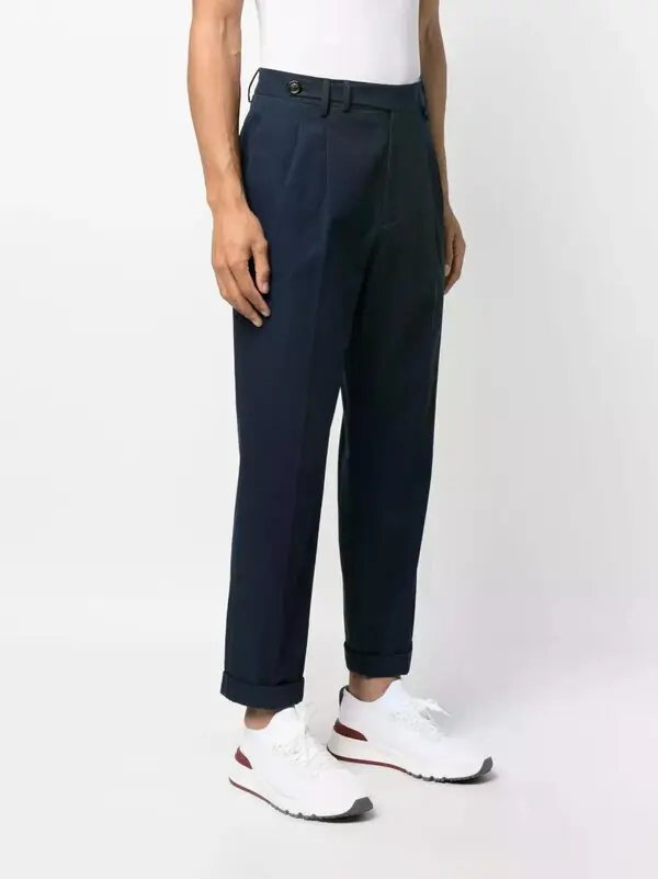 Brunello Cucinelli Pleated Cotton Tailored Trousers