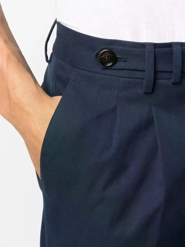 Brunello Cucinelli Pleated Cotton Tailored Trousers