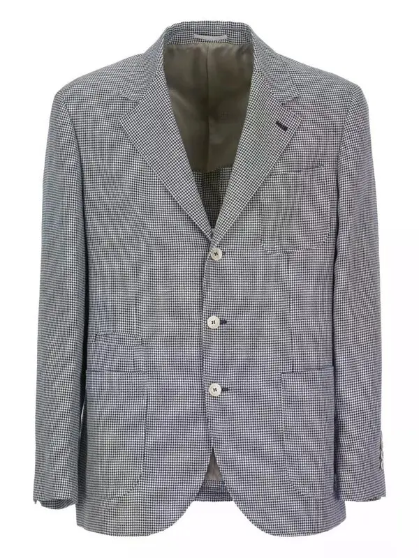 Brunello Cucinelli Pied-de-poule Linen Blazer
