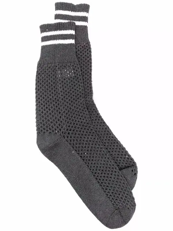 Brunello Cucinelli Striped Edge Mesh Socks - Grey