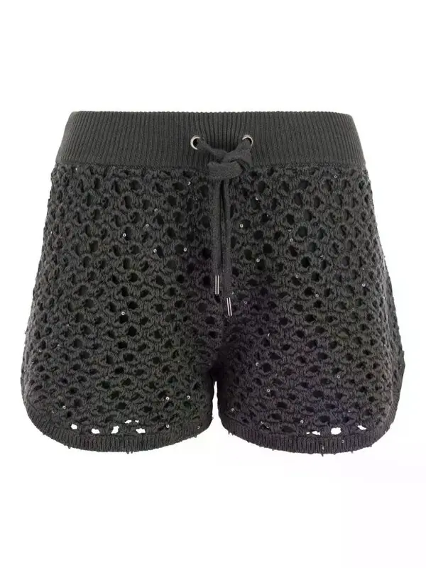 Brunello Cucinelli Sequin-embellished Crochet Short Shorts