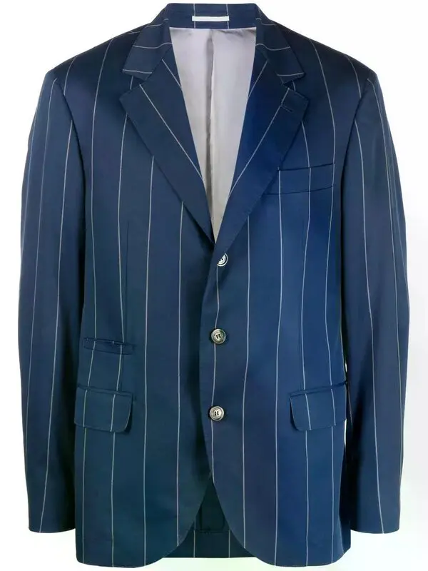 Brunello Cucinelli Pinstripe-print Single-breasted Blazer - Blue