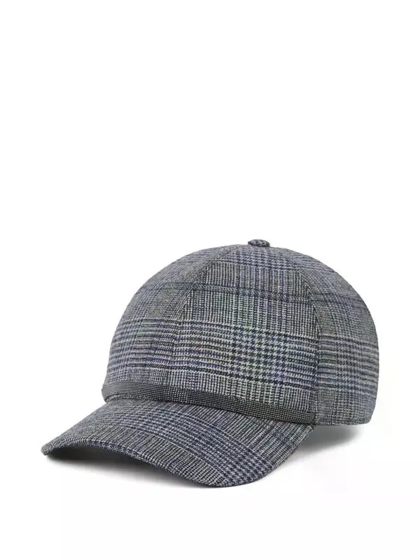 Brunello Cucinelli Prince Of Wales Check Baseball Cap - Grey