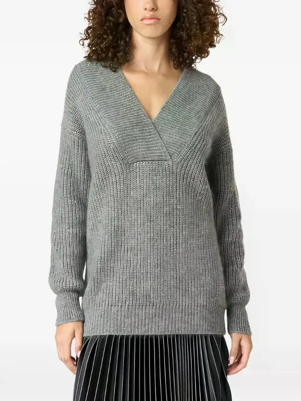 Malo Sequin-embellished V-neck Sweater