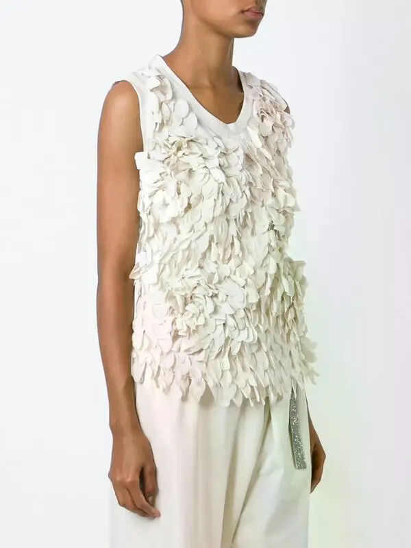 Brunello Cucinelli Petal Effect Sleeveless Top