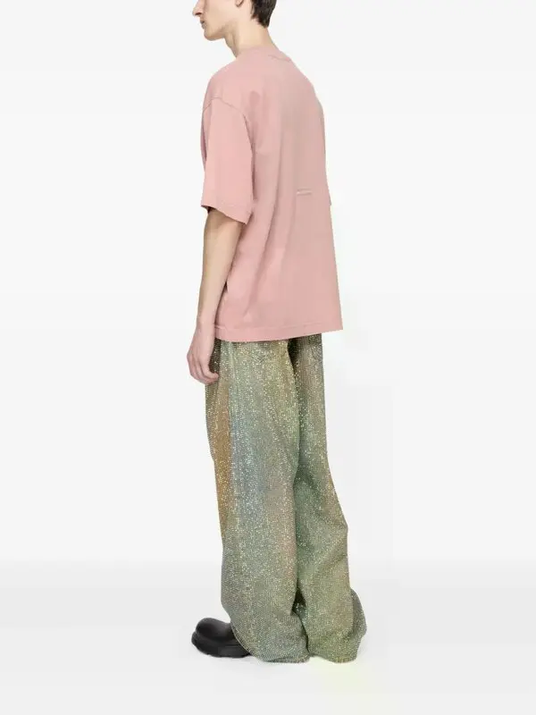 Acne Studios Crewneck T-shirt With Logo Patch - Pink