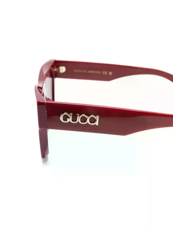 Gucci Logo-lettering Square Frame Sunglasses - Red