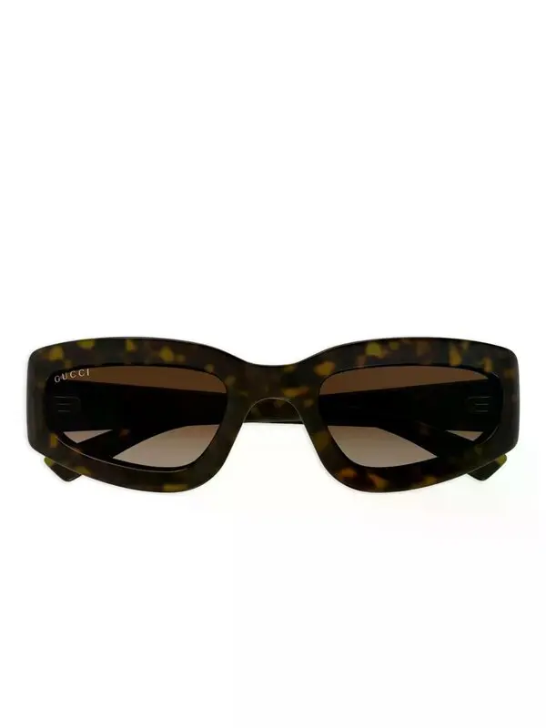 Gucci Havana-pattern Geometric Sunglasses - Brown