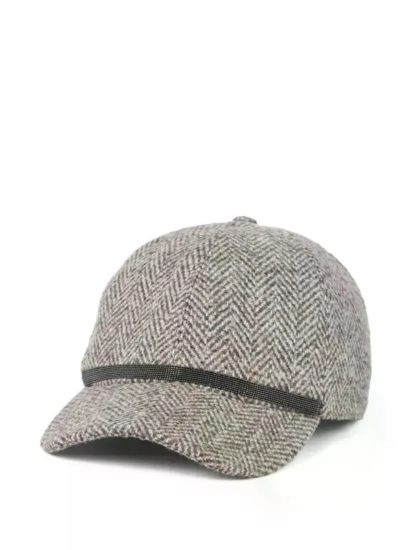 Brunello Cucinelli Herringbone Tweed Baseball Cap - Brown