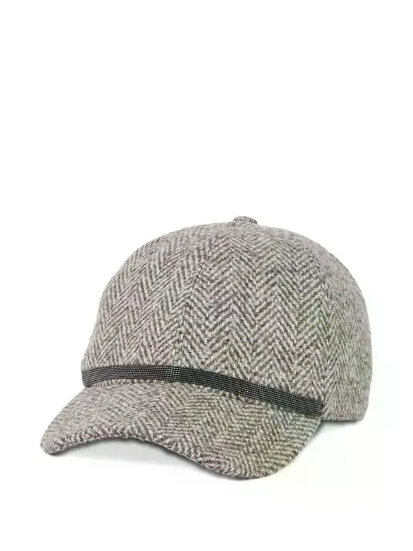 Brunello Cucinelli Herringbone Tweed Baseball Cap