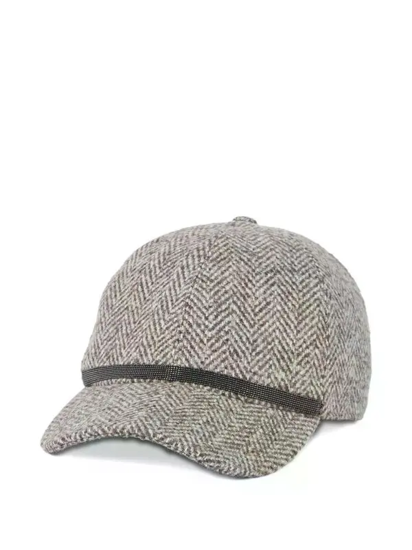 Brunello Cucinelli Herringbone Tweed Baseball Cap