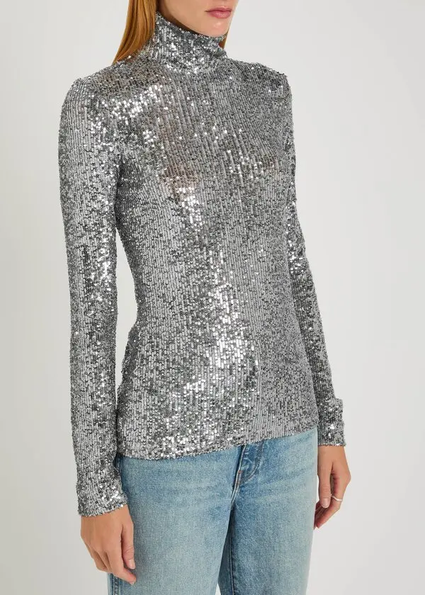 Rabanne Sequin-embellished Mesh Top