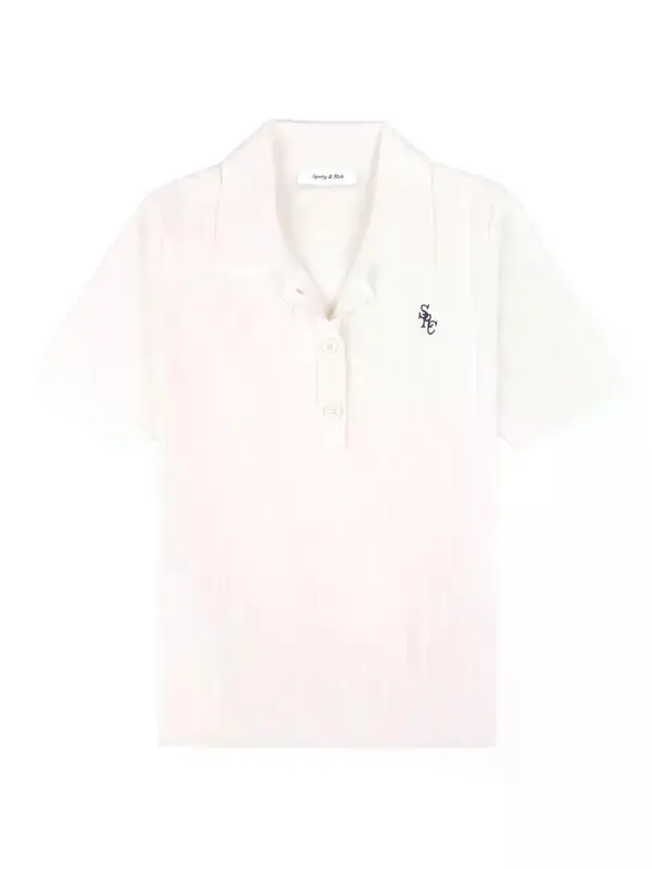 SPORTY & RICH Src Ribbed Logo Polo Top - White