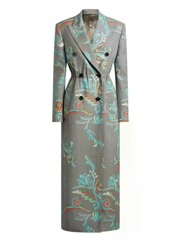Etro Daffodil-print Double-breasted Coat