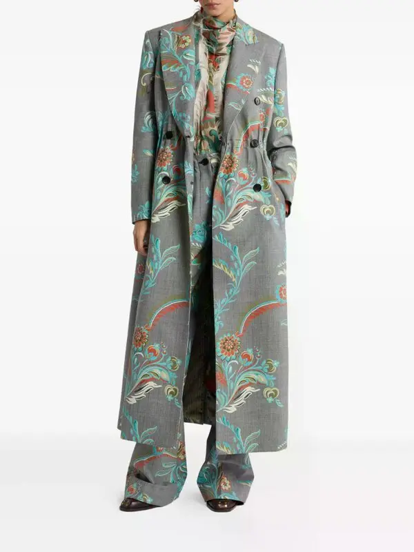 Etro Daffodil-print Double-breasted Coat