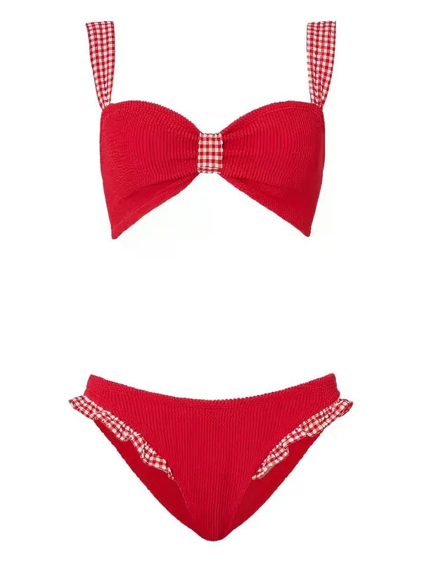 Hunza G Ruffled Gingham Bikini - Red