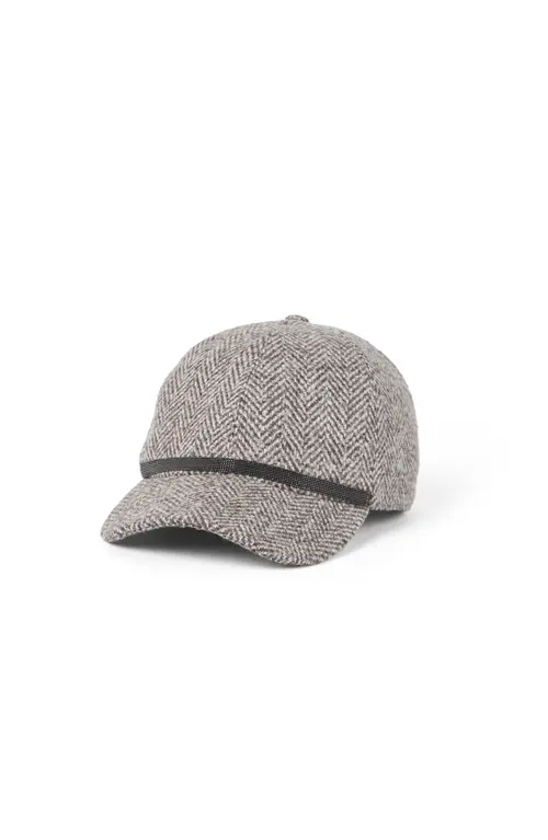 Brunello Cucinelli Tweed Baseball Cap With Monili Detail - Brown