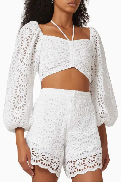 NO PISE LA GRAMA Palma Real Short - White Eyelet