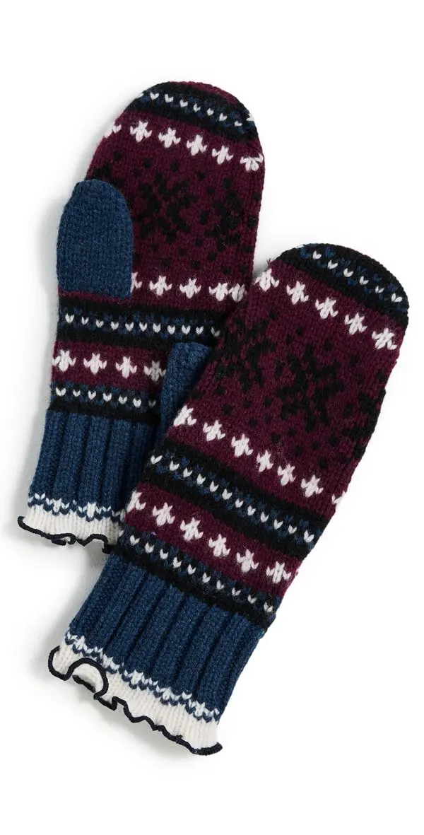 Sea Linea Fair Isle Mittens - Burgundy