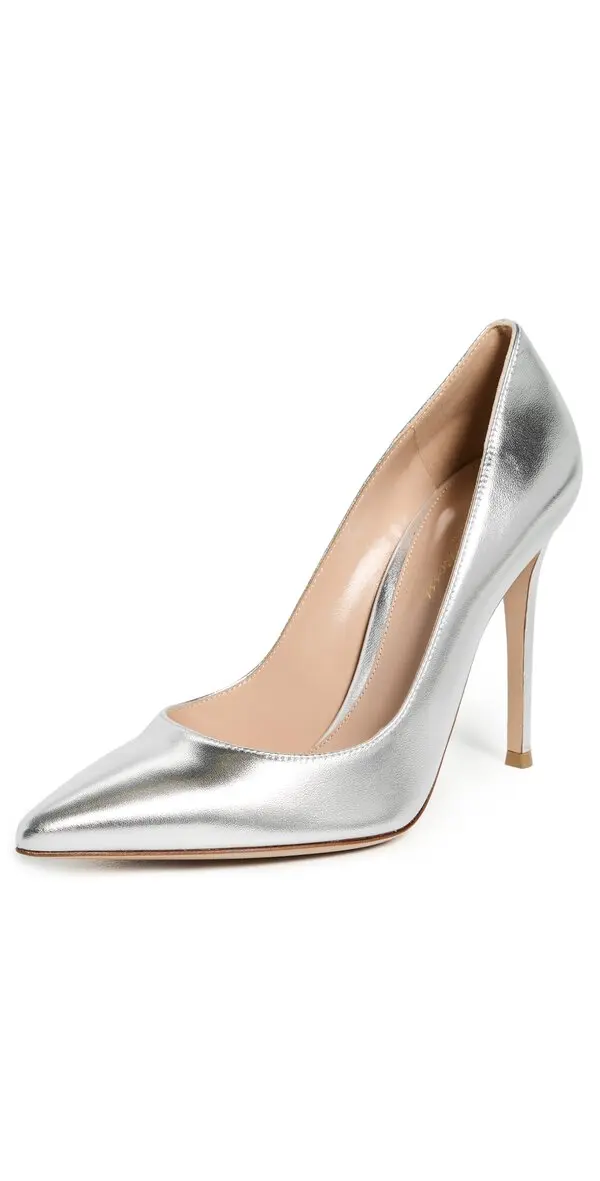 GIANVITO ROSSI Nappa Silk Stiletto Heels - Silver