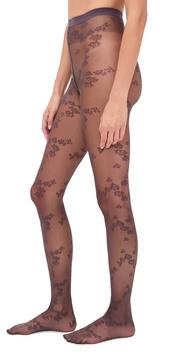 Wolford Floret Tights - Dark Wood