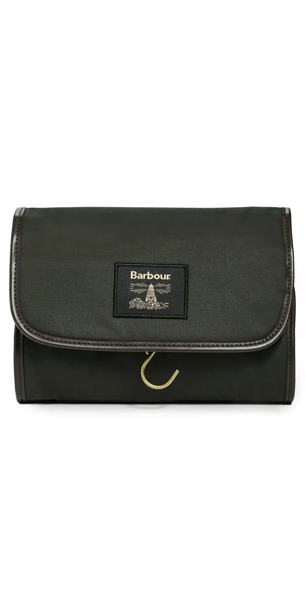 Barbour Wax Hanging Washbag - Olive