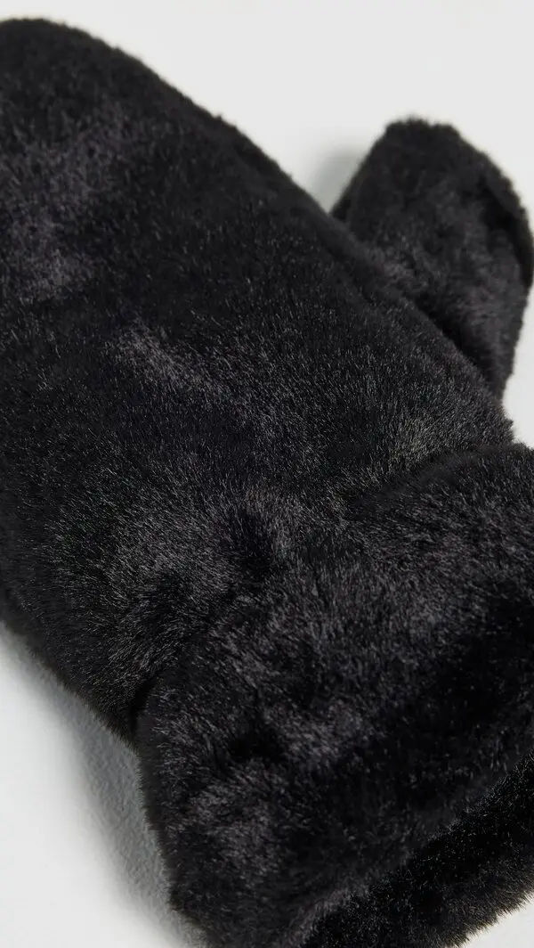 Hat Attack Faux Fur Mittens - Black
