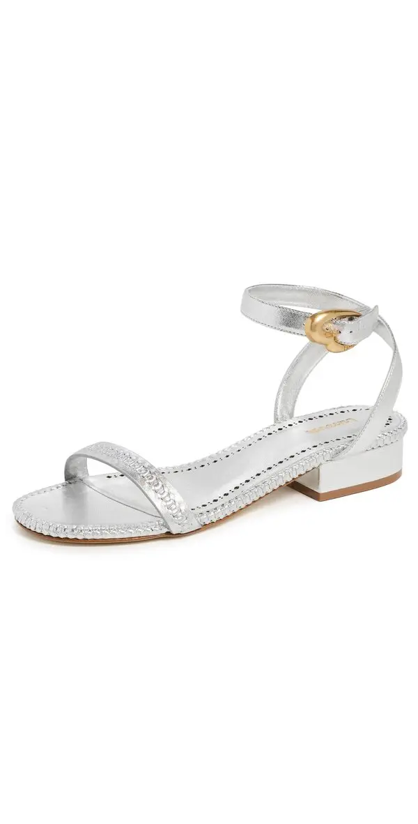 Larroude Verona Flat Sandals - Silver