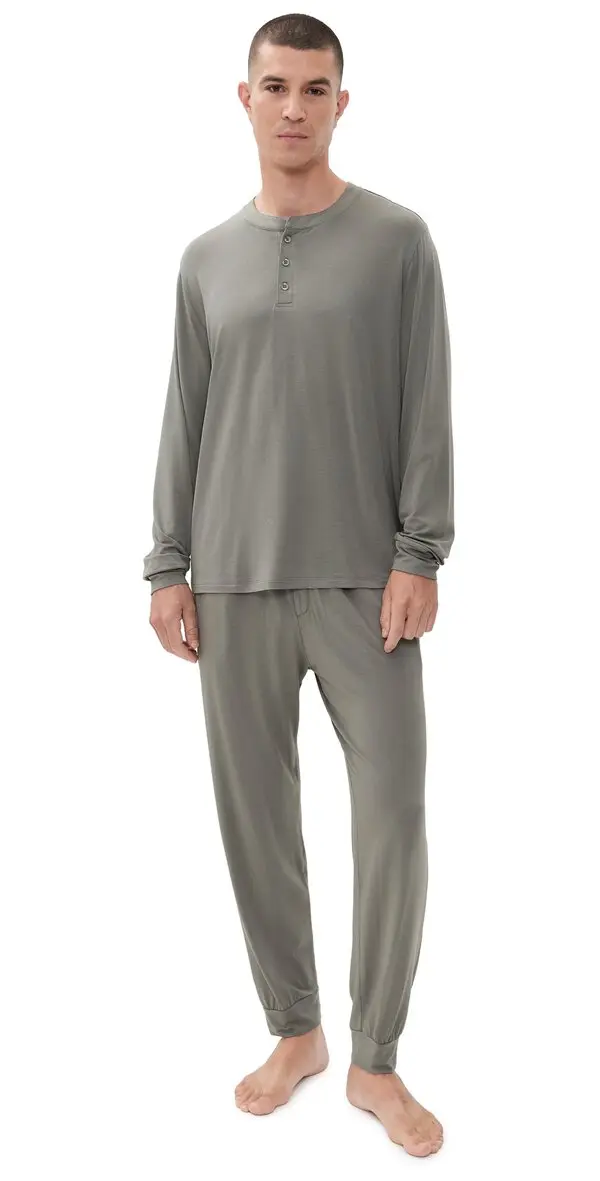 Eberjey Henry Long Pj Set - Smokey Olive