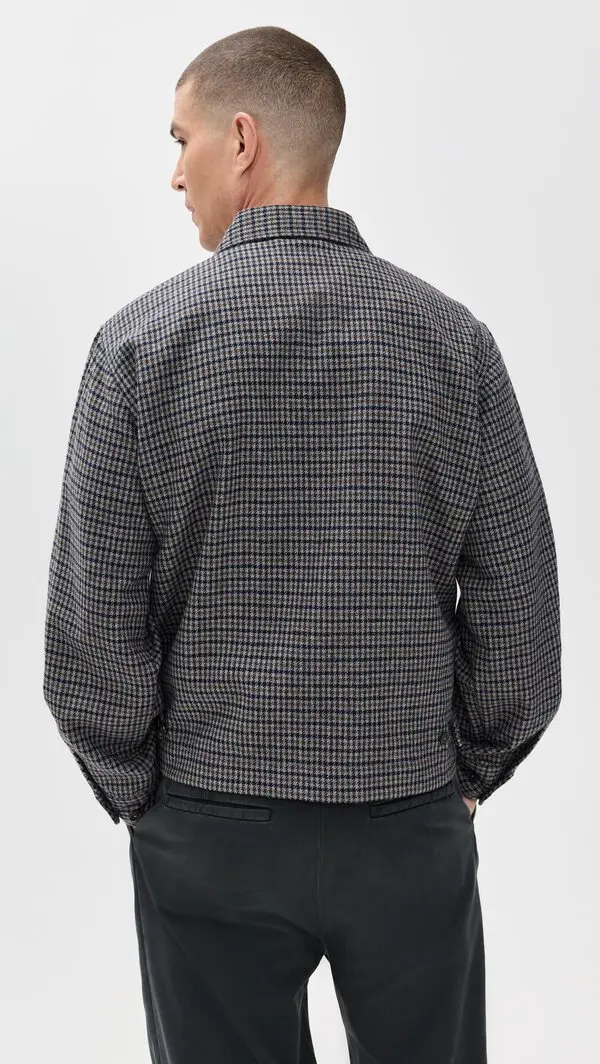 Universal Works Houndstooth Zip Jacket In Charcoal - 50% Off