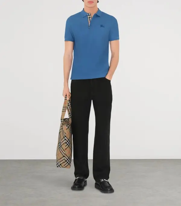 Burberry Piqué Cotton Polo Shirt - Blue