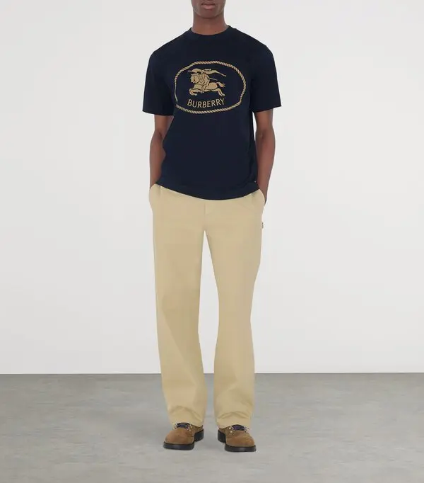Burberry Cotton Knight Stamp T-shirt - Navy