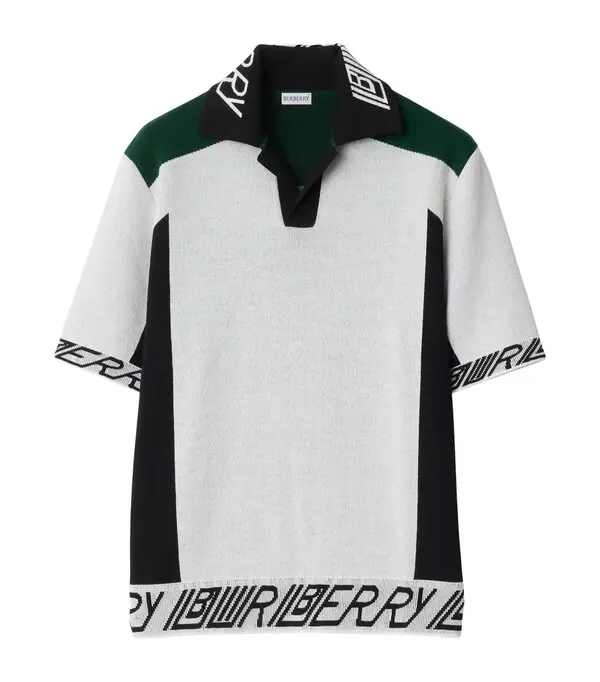 Burberry Wool Colour-block Polo Shirt - White