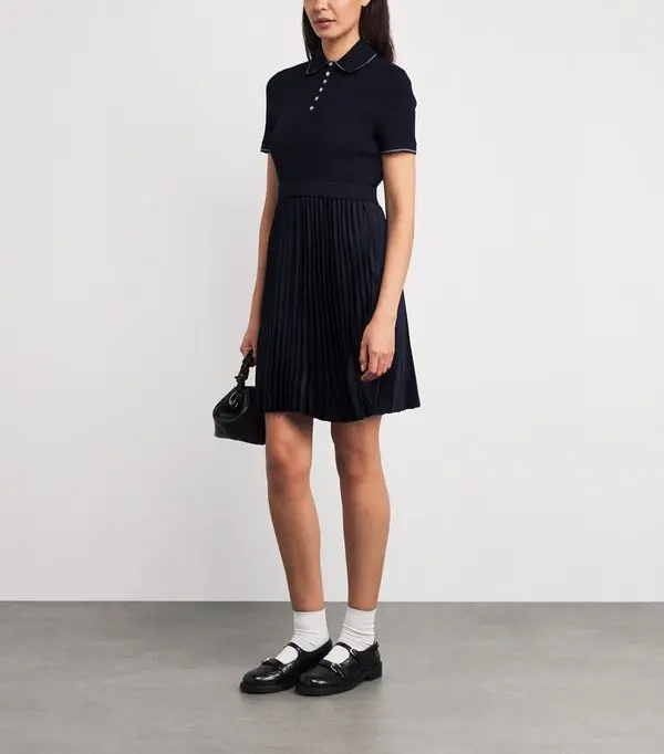 Maje Pleated-skirt Polo Mini Dress