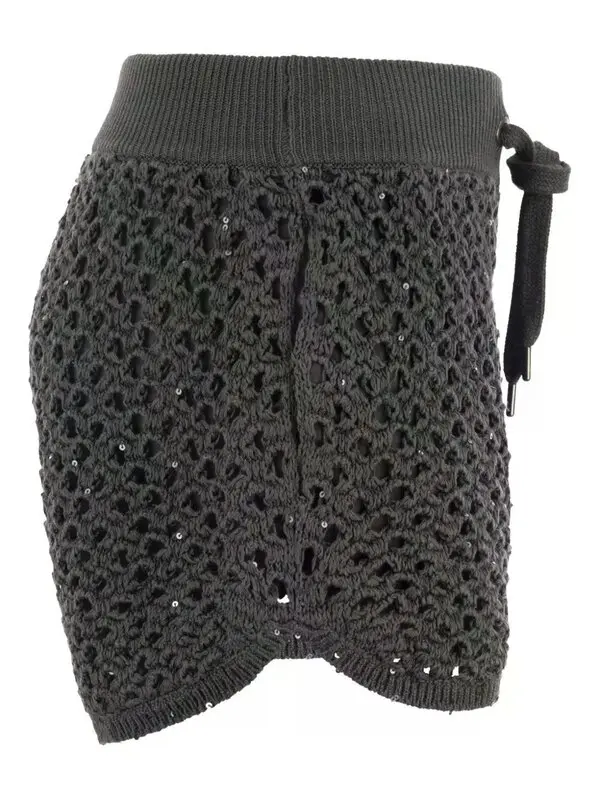 Brunello Cucinelli Sequin-embellished Crochet Short Shorts