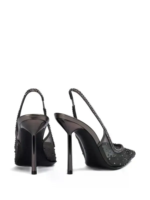 LE SILLA 100mm Nicole Crystal-embellished Slingback Pumps - Grey
